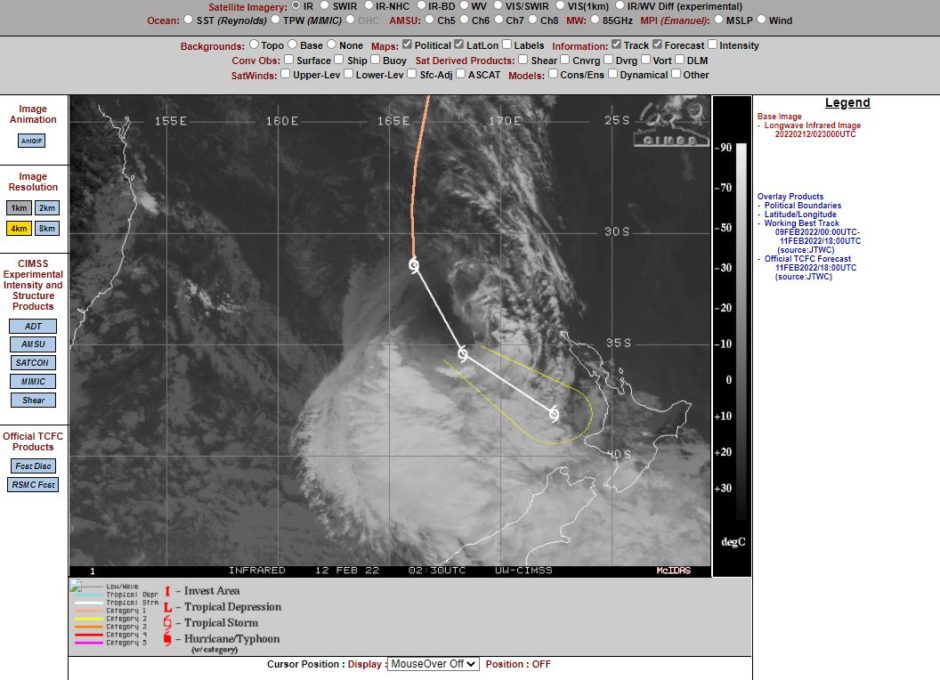 Weak Tropical Cyclone Dovi - Northern Tasman Sea - 10 to 12 February ...