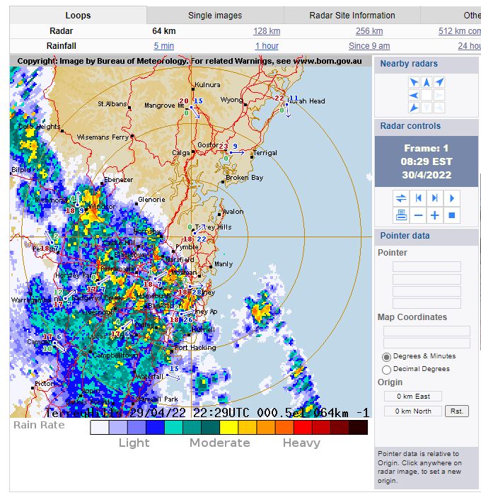 Sydney radar at 9 am - Extreme Storms